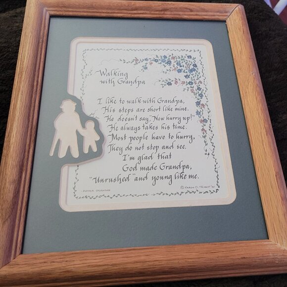 Art | Walking With Grandpa Wood Framed Poem W Original Art By Karen O ...